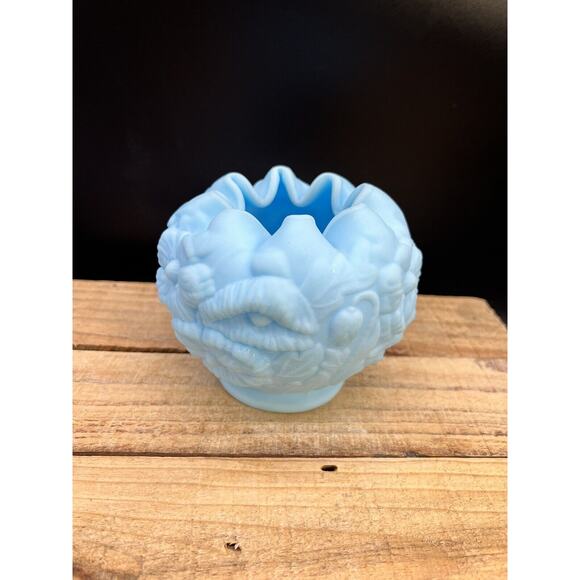 Fenton | Dining | Vintage Fenton Blue Satin Rose Bowl Water Lily | Poshmark
